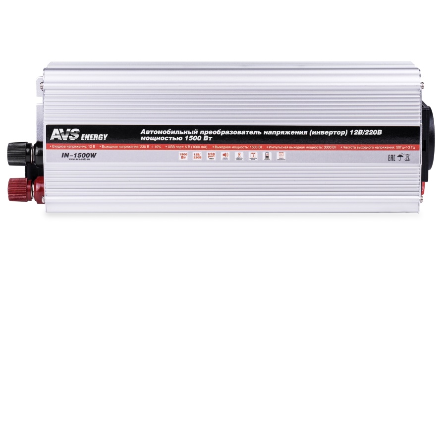 Купить Автомобильный инвертор 12/220V AVS IN-1500W :: Характеристики